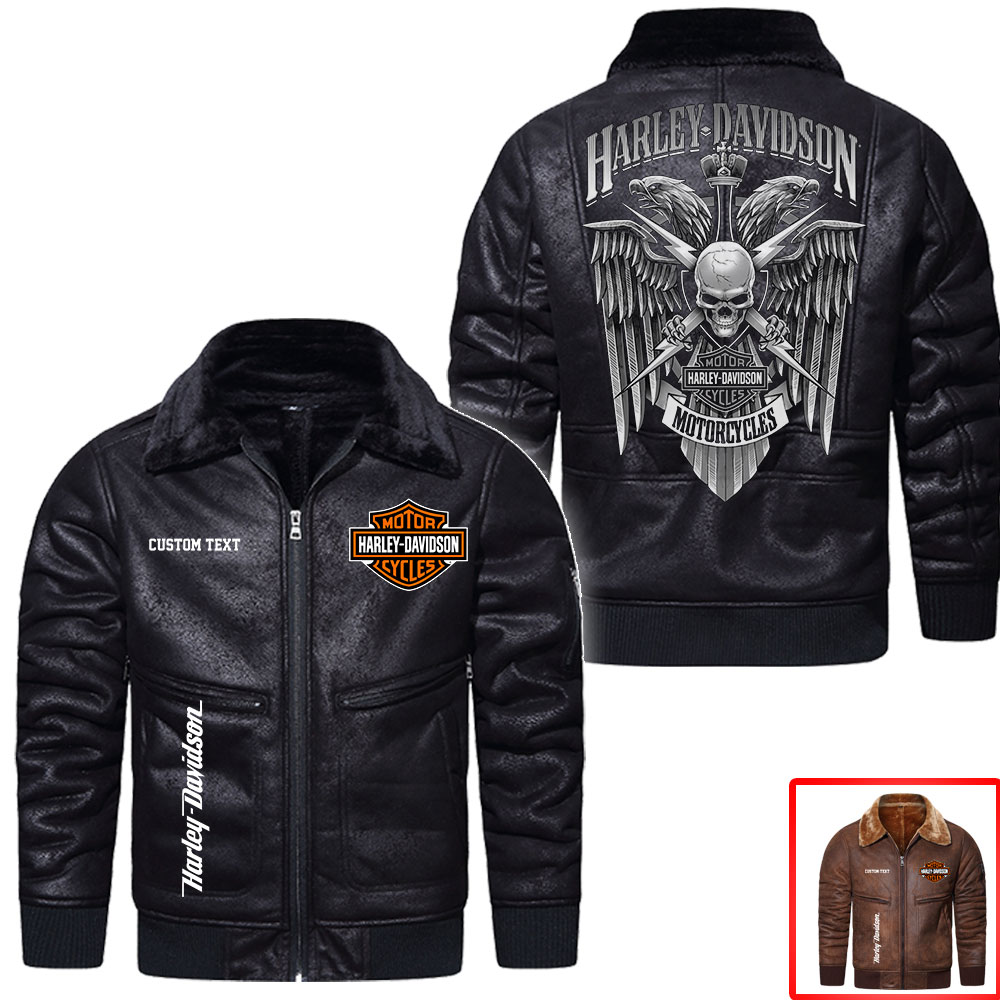 Harley Davidson Suede fleece jacket black and brown, vintage style ...