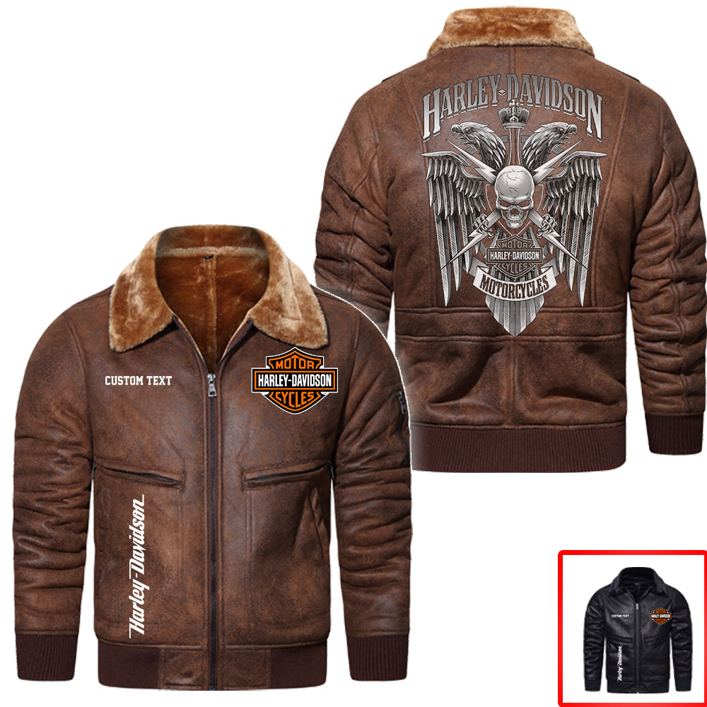 Harley Davidson Suede fleece jacket black and brown, vintage style ...