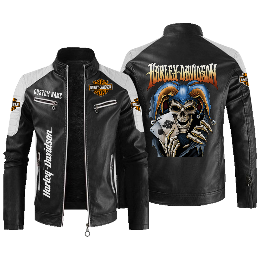 Harley Davidson Contrast Leather jacket, vintage style jacket ...