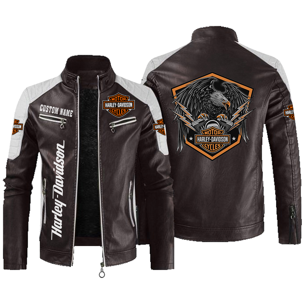Harley Davidson Contrast Leather jacket, vintage style jacket ...