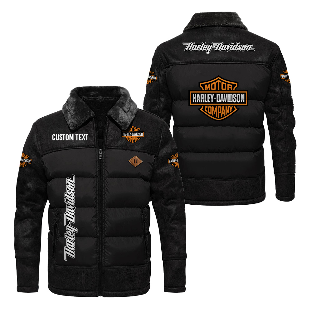 Harley Davidson Lapel Fur Integrated Fleece Jacket Customize Name ...