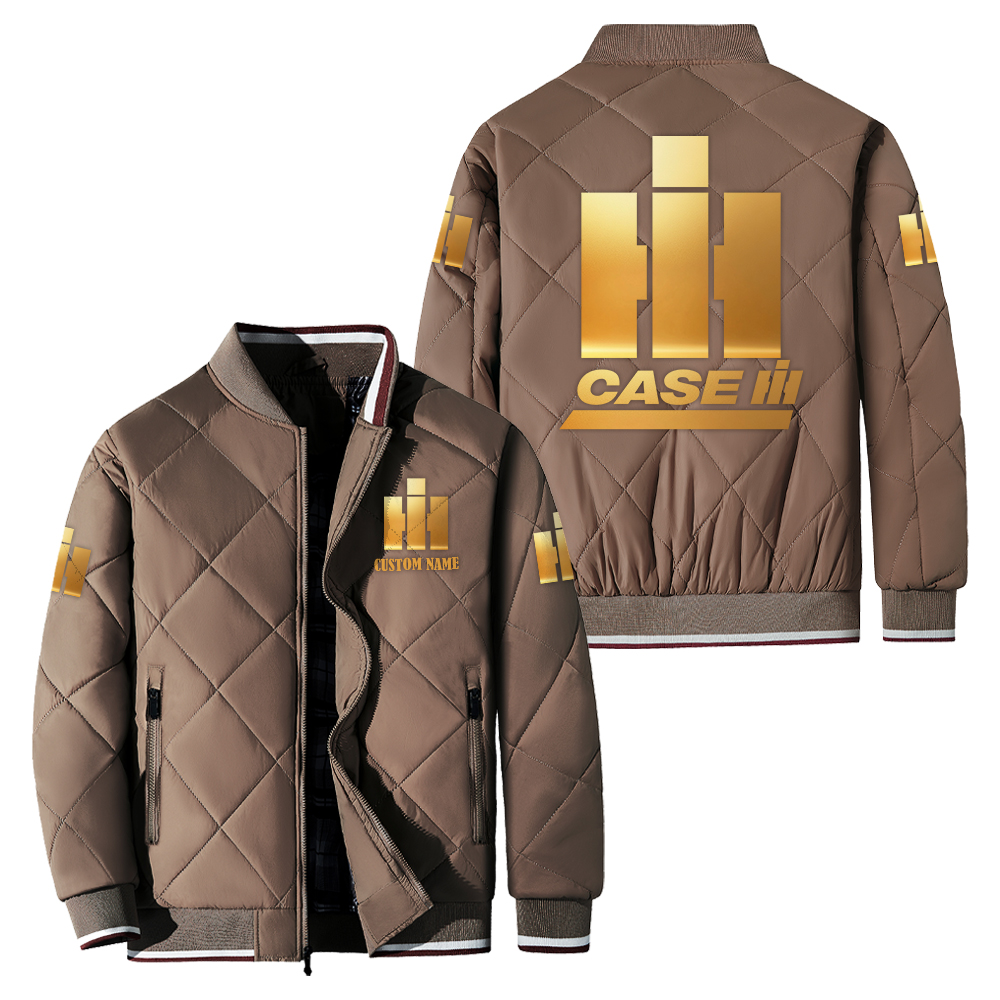 Case IH Golden Logo Puffer Jacket, Bomber jacket Customize Name ...